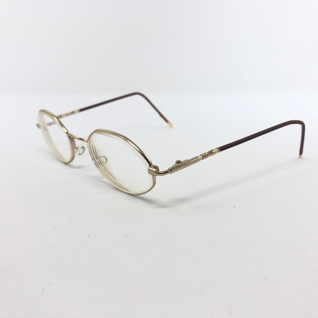 Vintage Gold Oval Eyeglasses Glasses Frames Metal Eyeglasses Frame ...
