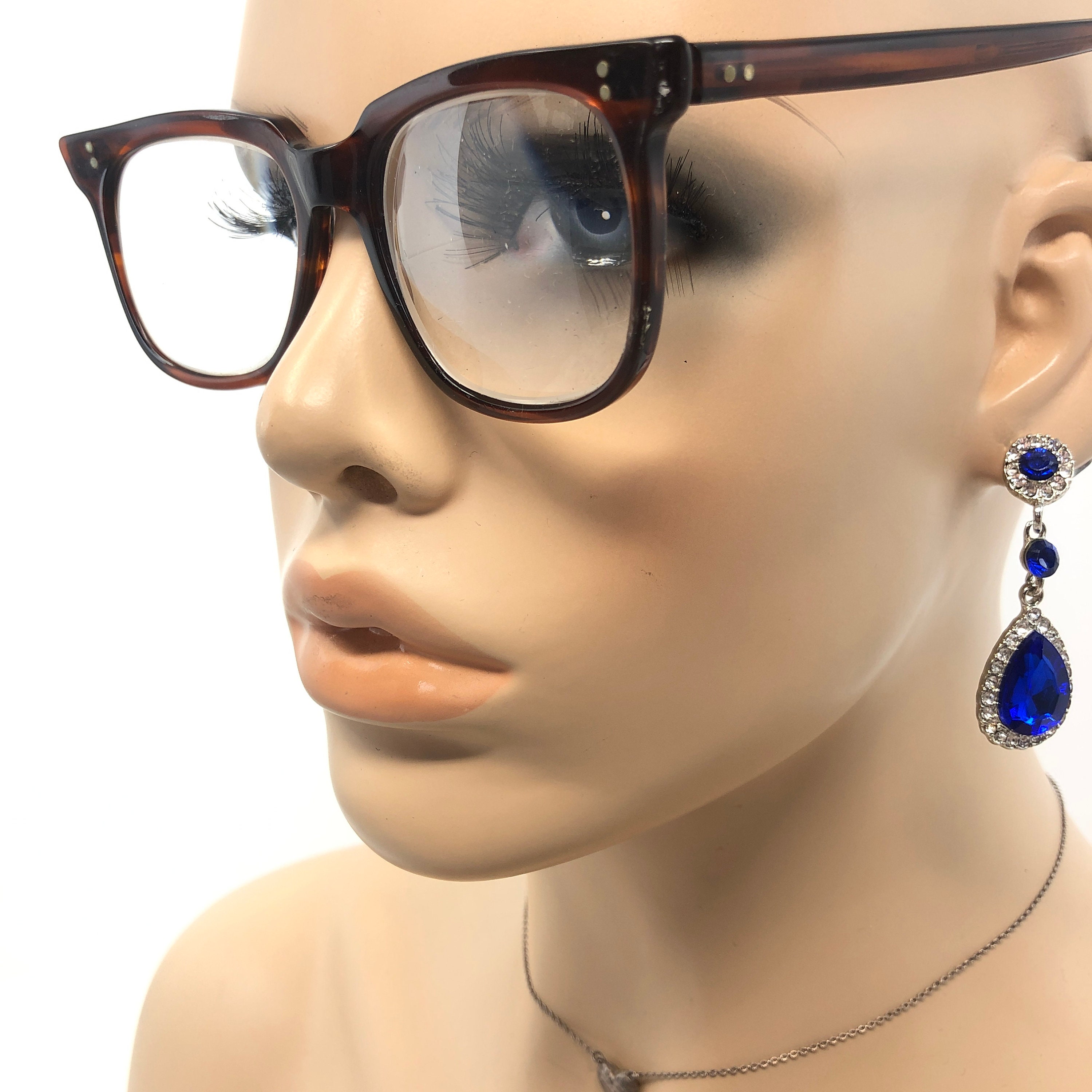 Vintage UKO Eyeglasses Glasses Frames Brown Geek Square Eyeglasses ...