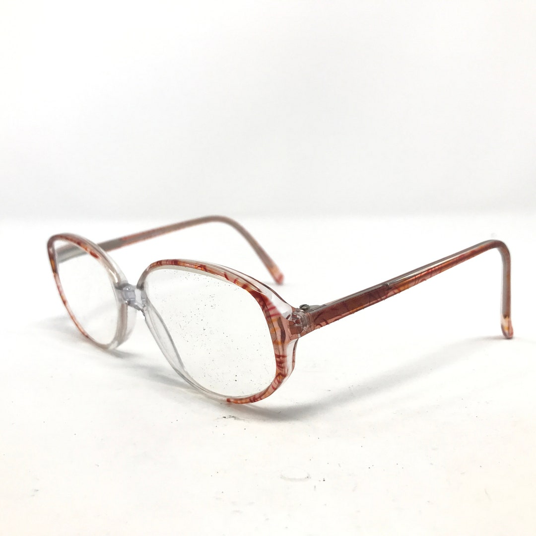 Vintage Dunelm Eyeglasses Glasses Frames Red Clear Oval Eyeglasses ...