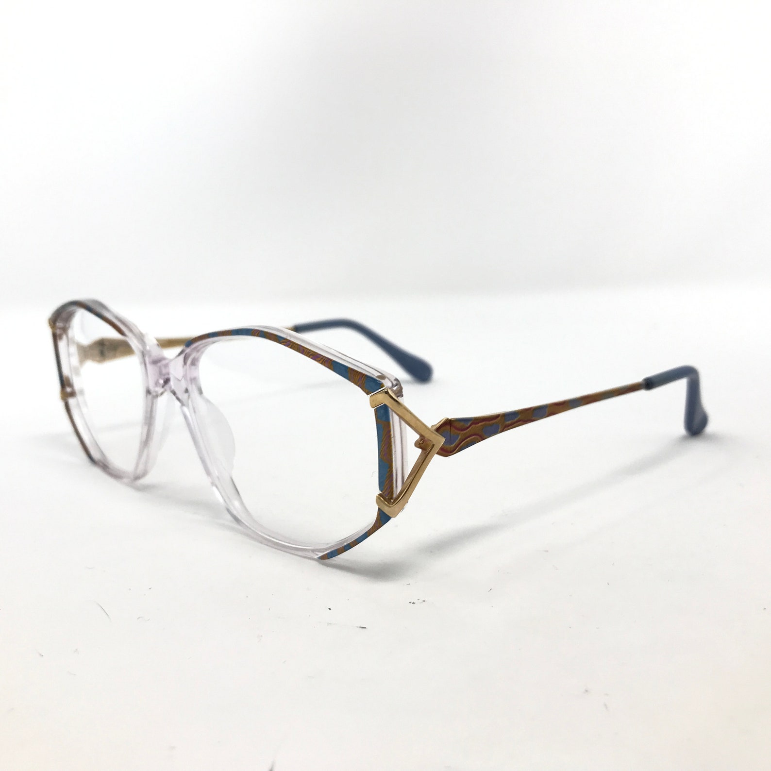 Vintage Ladies Eyeglasses Glasses Frames Red Blue Geometric Eyeglasses ...