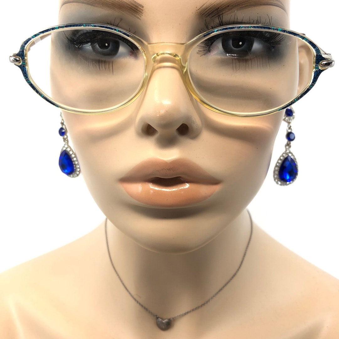 Vintage CCLA0002 Eyeglasses Glasses Frames Blue Oval Eyeglasses Frame ...