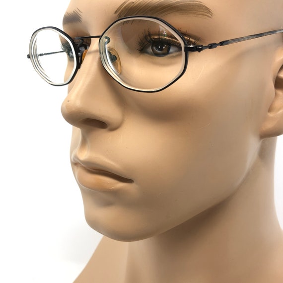 Vintage Mens Oval Eyeglasses Glasses Frames Black Met… - Gem