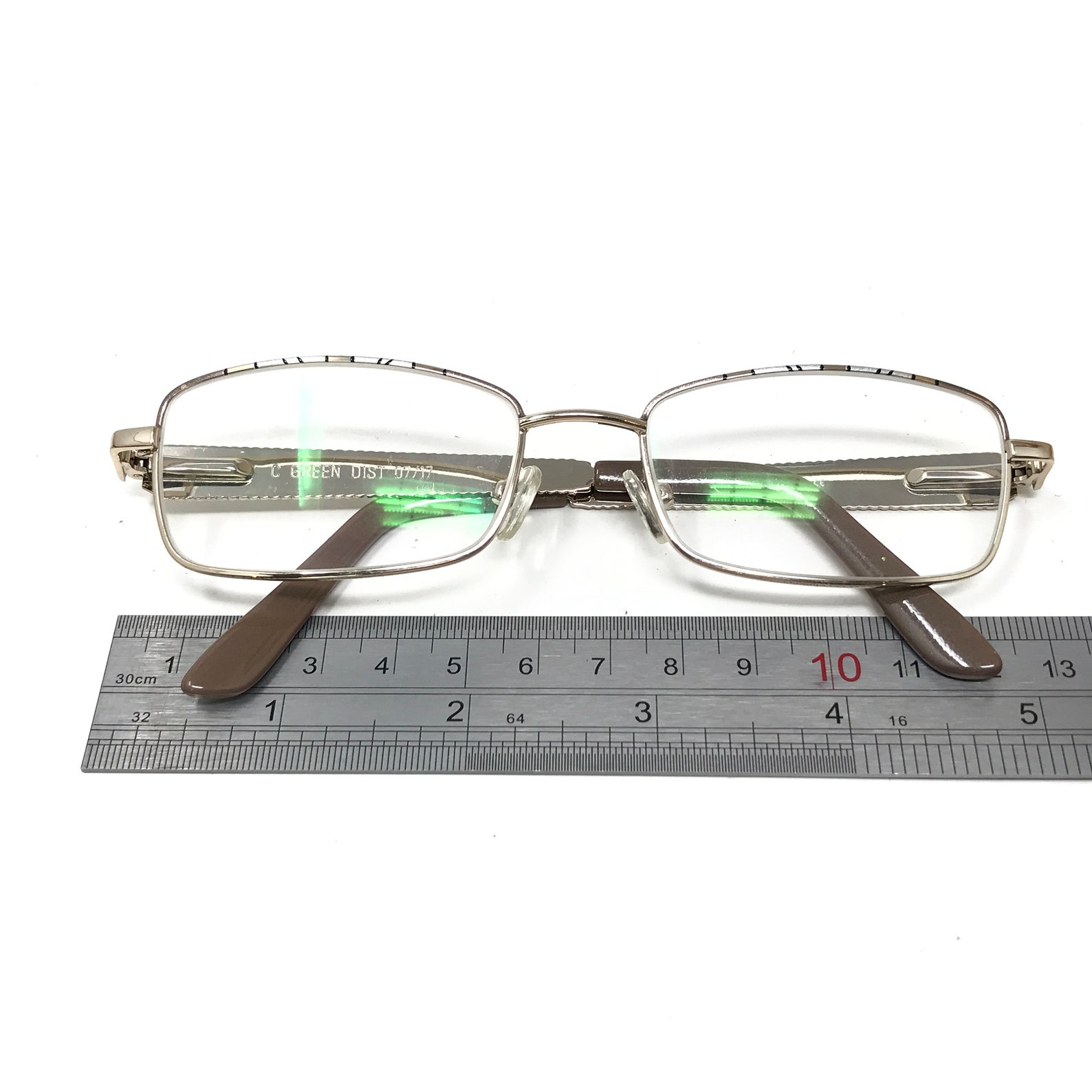 Vintage LM014 Damen Brillen Brillengestell Gold Rechteck Gebraucht ...