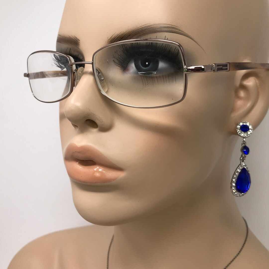 Vintage Fendi Mod. VL 7363 Eyeglasses Glasses Frame Silver Rectangular ...