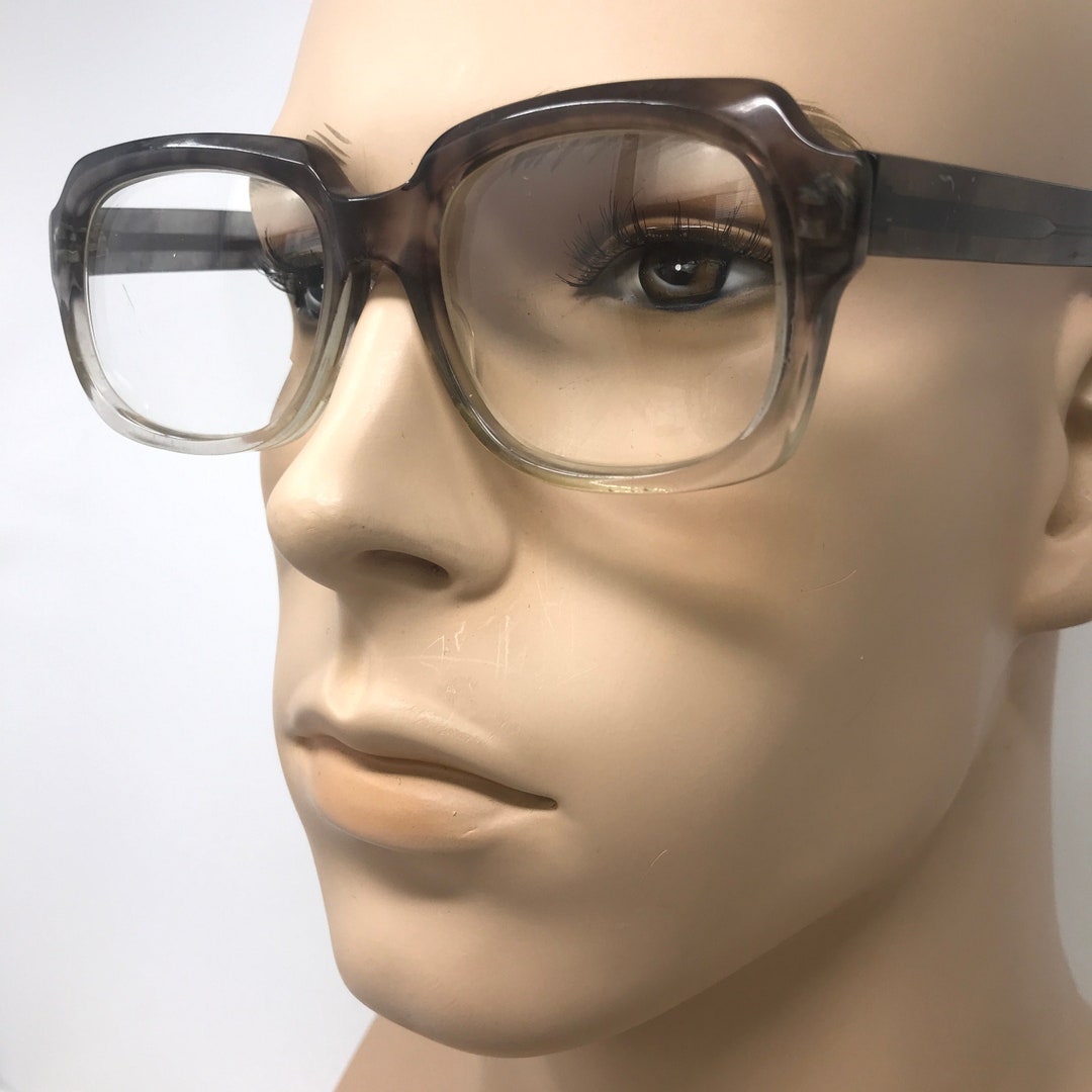 Vintage Mens Geek Eyeglasses Glasses Frames Grey Eyeglasses Frame Retro ...