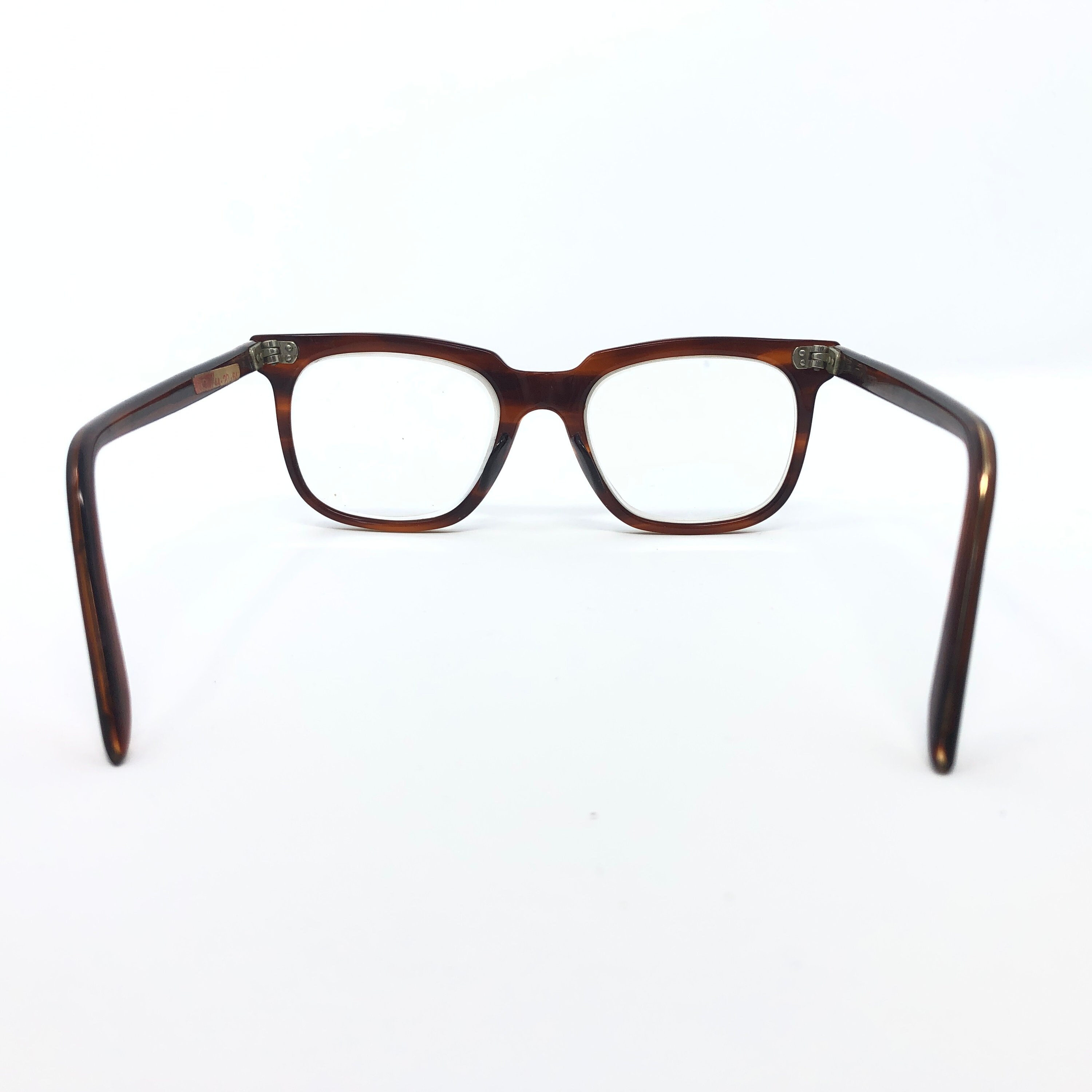 Vintage UKO Eyeglasses Glasses Frames Brown Geek Square Eyeglasses ...