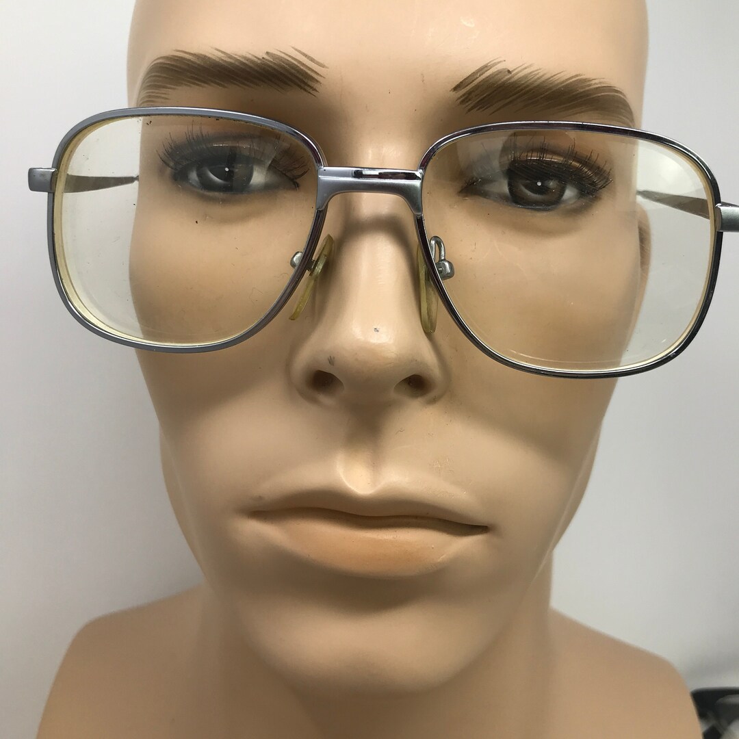 Vintage Mens Eyeglasses Glasses Frames Silver Square Metal - Etsy