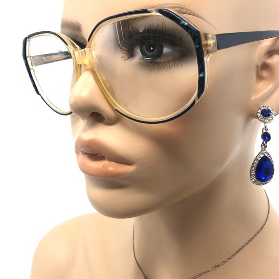 Vintage OWP Design Eyeglasses Glasses Frames Blue Cle… - Gem