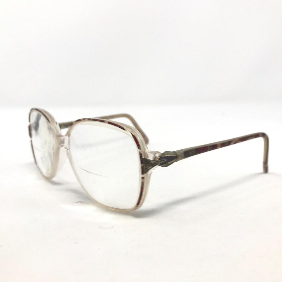 Vintage Genesis Eyeglasses Glasses Frames Red Clear Square Eyeglasses ...