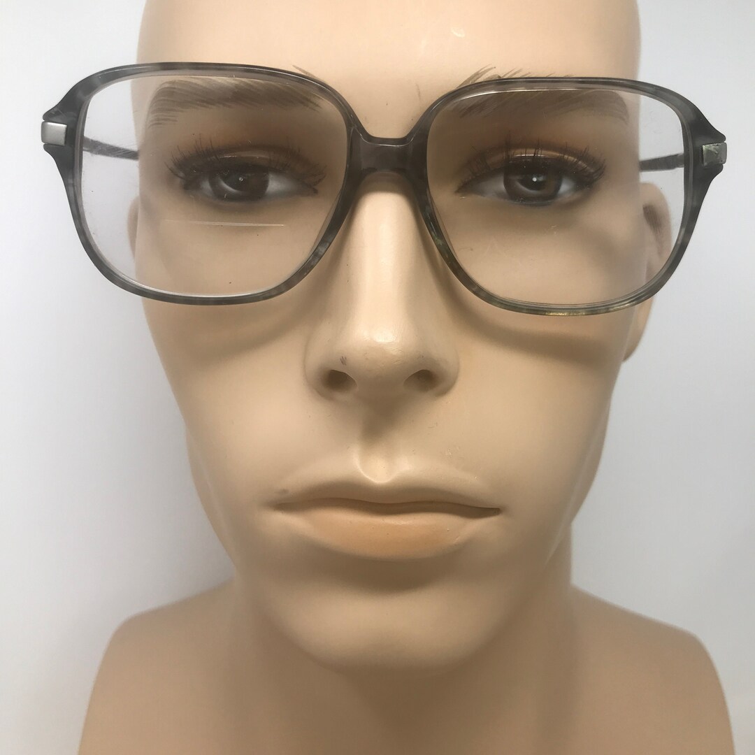 Vintage Mens Geek Eyeglasses Glasses Frames Grey Tortoise Square ...