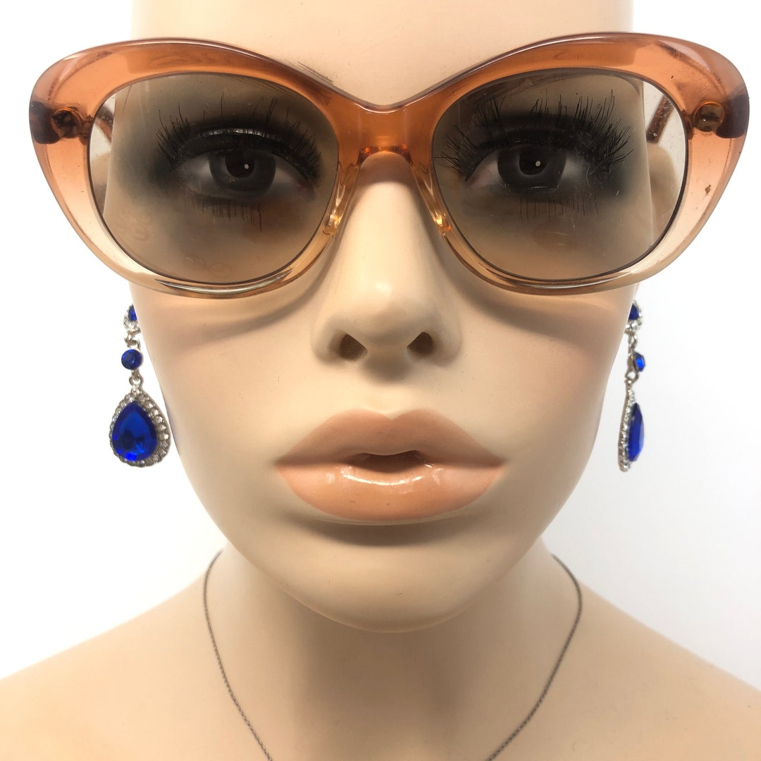 Vintage Cat Eye Eyeglasses Glasses Frame Clear Brown Used Eyeglasses ...