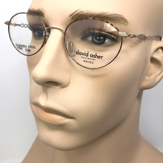 Vintage David Asher Eyeglasses Glasses Frame Gold Bro… - Gem