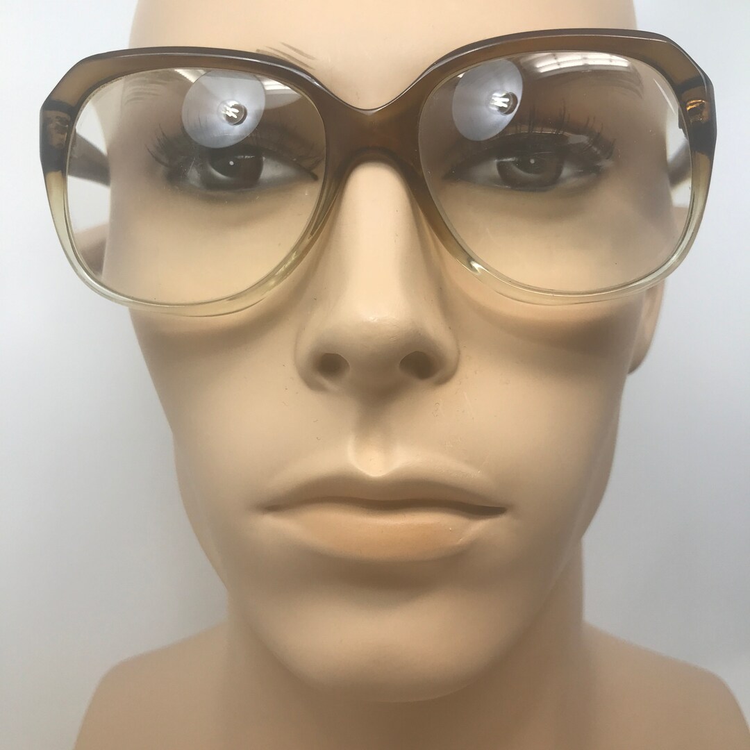 Vintage Geek Eyeglasses Mens Glasses Frame Clear Brown Used Eyeglass ...