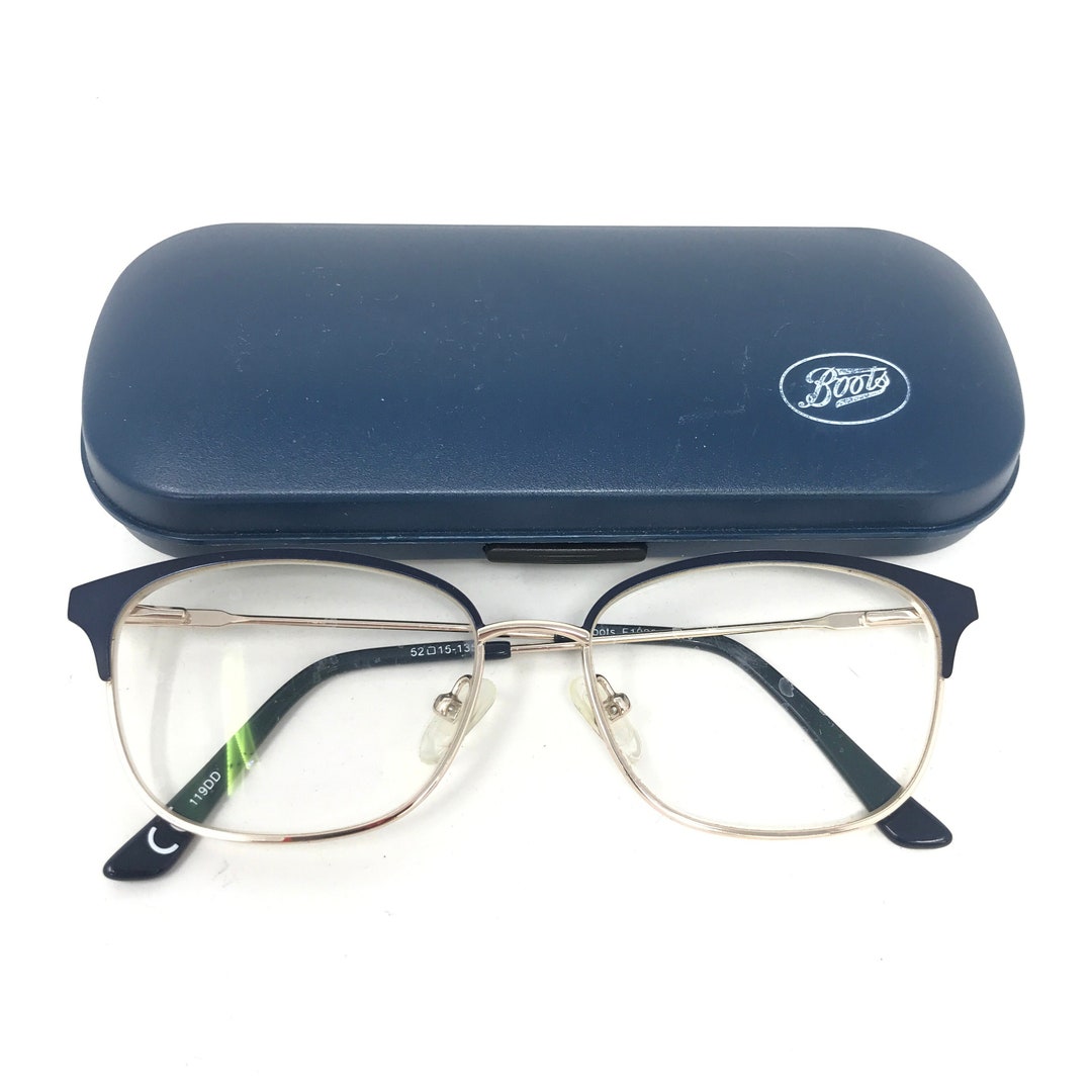 Vintage F1925 Eyeglasses Glasses Frames Blue Gold Browline Eyeglasses ...