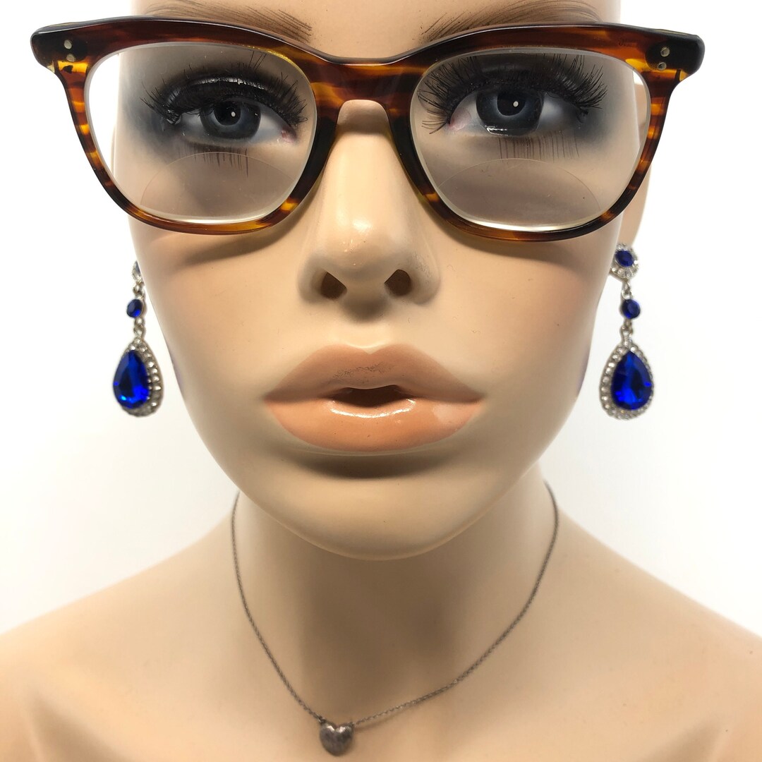 Vintage Ladies Geek Eyeglasses Glasses Frames Brown Square Eyeglasses ...