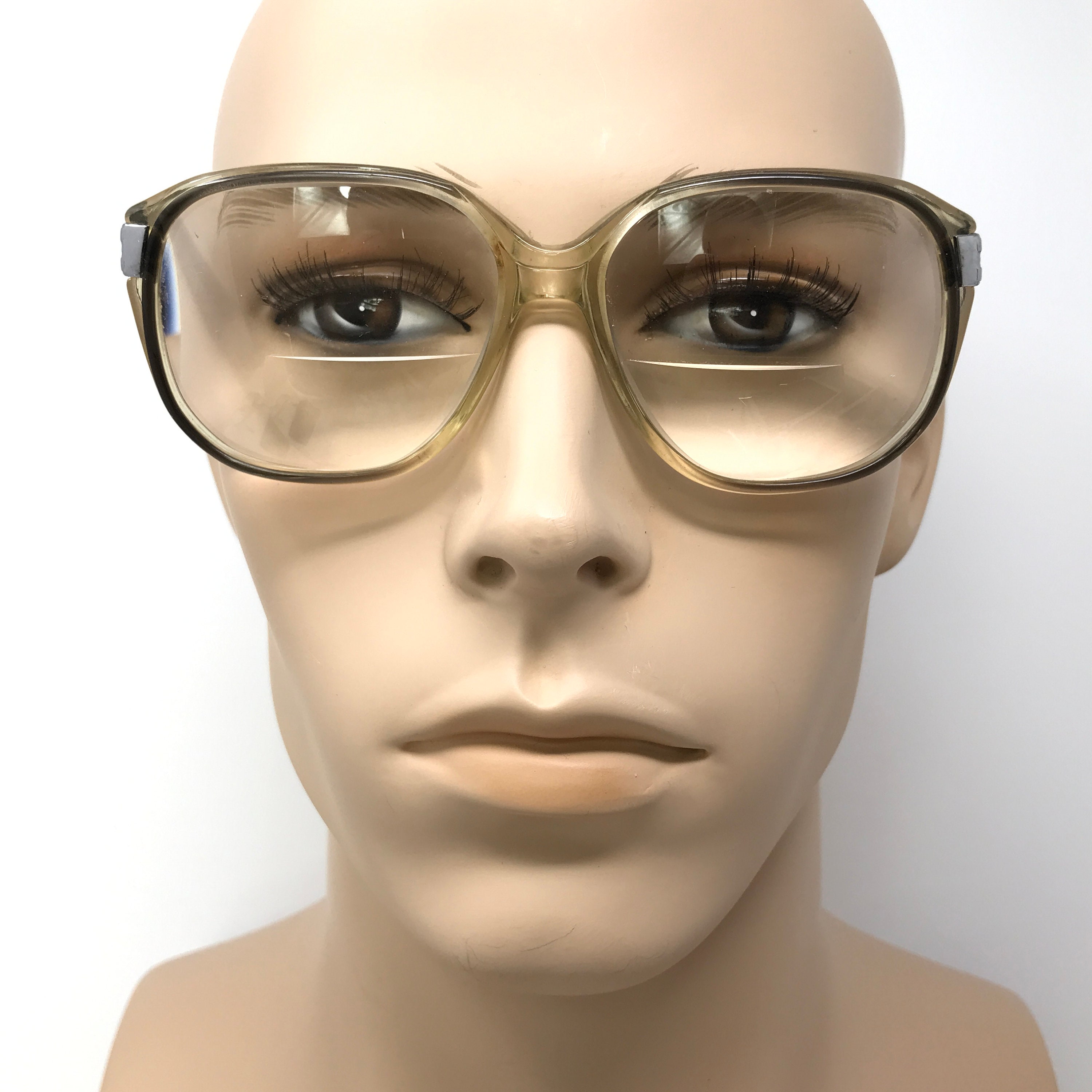 Vintage Sutton Eyeglasses Glasses Frame Grey Amber Square Used Eyeglass ...