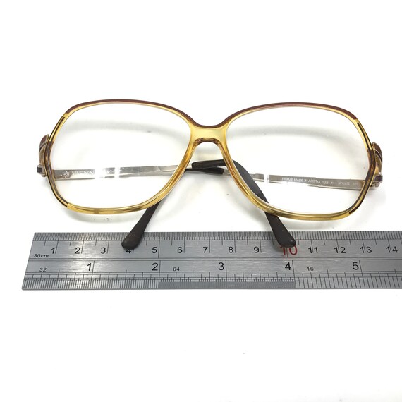 Vintage Vienna Line Eyeglasses Glasses Frame Amber Sq… - Gem