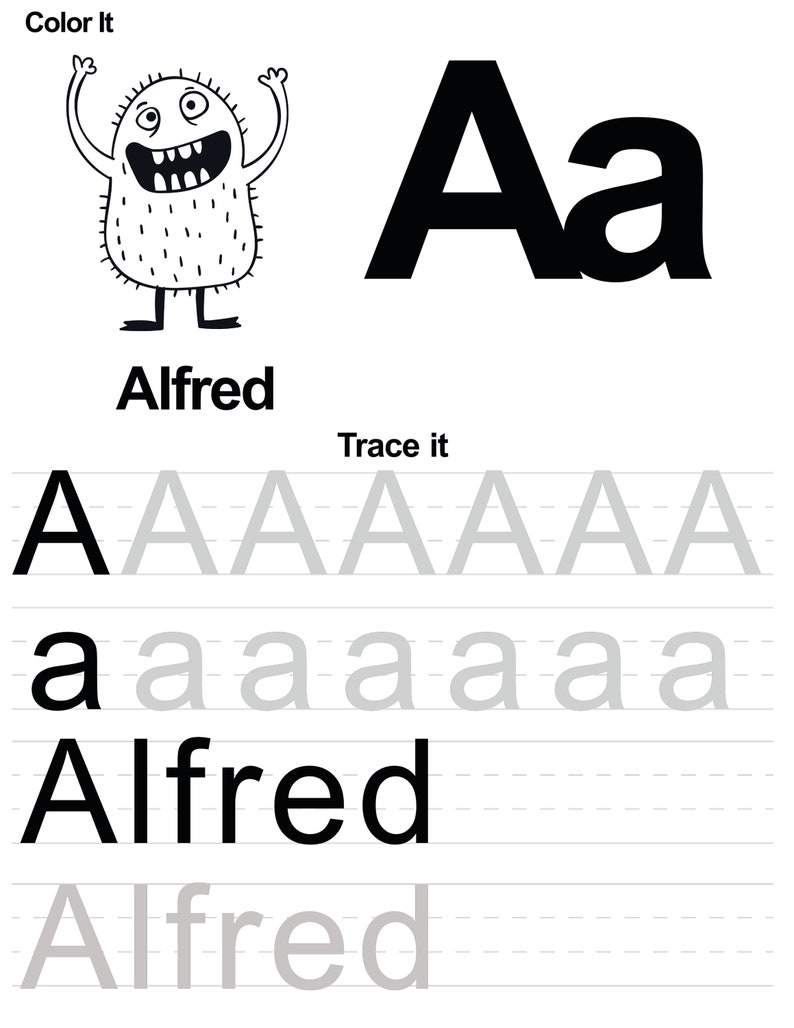 Little Monster Tracing and Coloring Book - Etsy