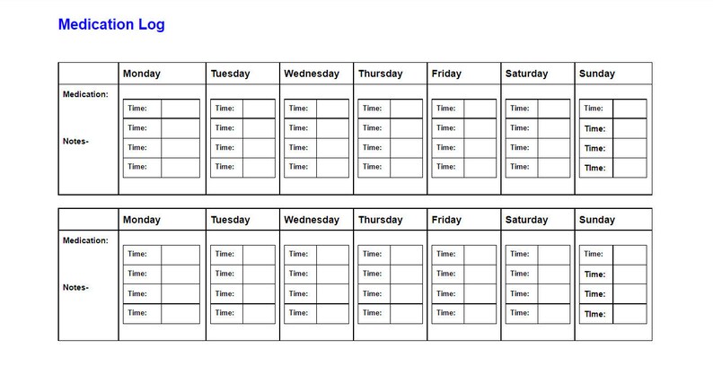 Blank Medication Template - Etsy