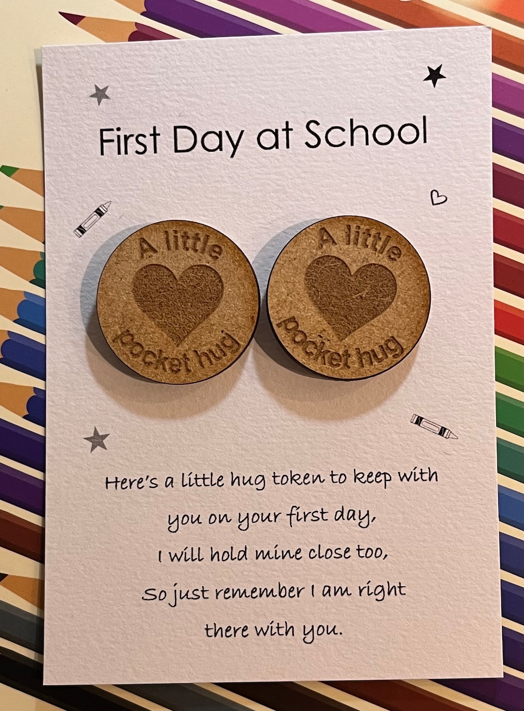 First Day of School Tokens Pocket Hug Gift - Etsy Österreich