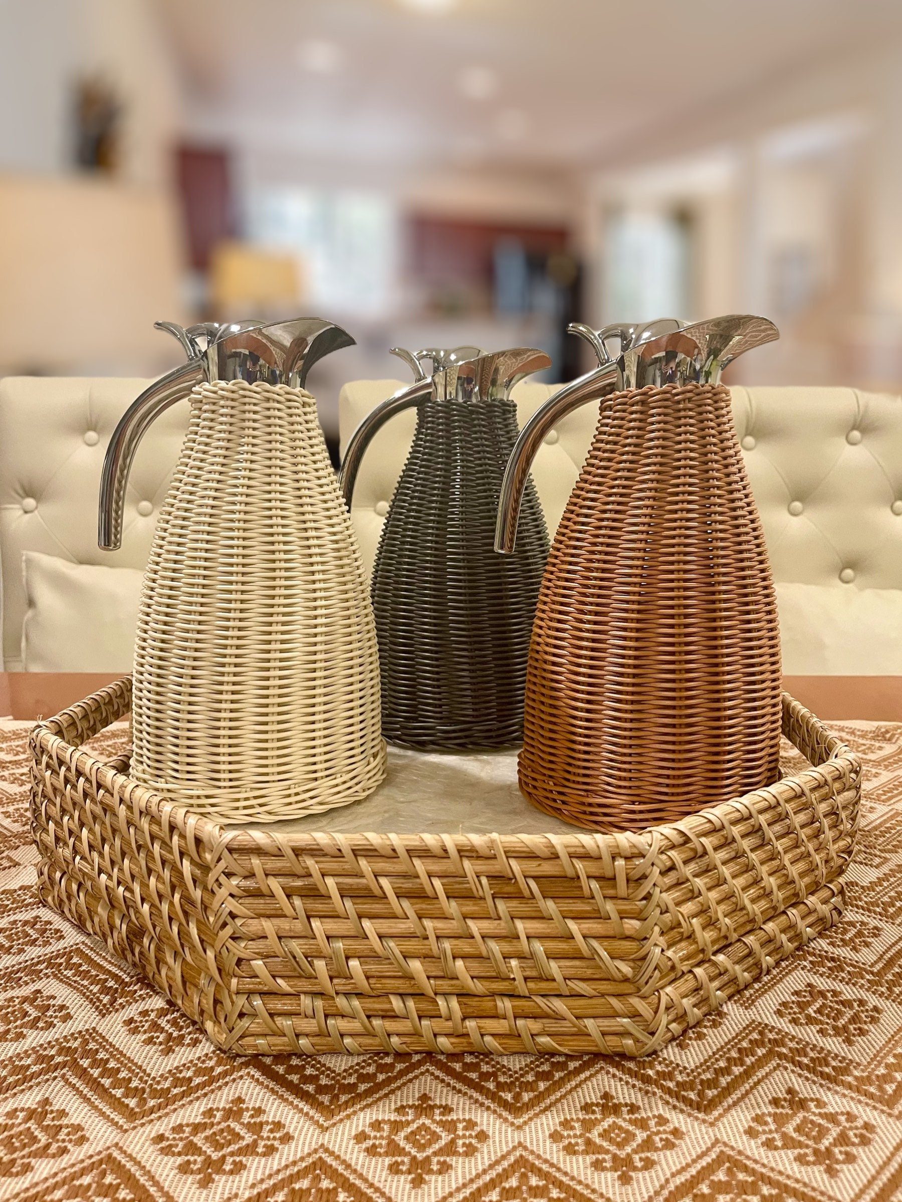 Insulated Rattan Wicker Pitcher - Etsy
