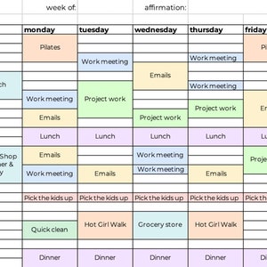 Simple Weekly Schedule, Time Blocking Printable - Instant Download - Etsy