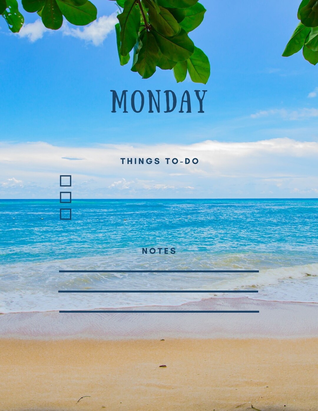 Beach Daily Planner (all 7 Days of Week) - Etsy