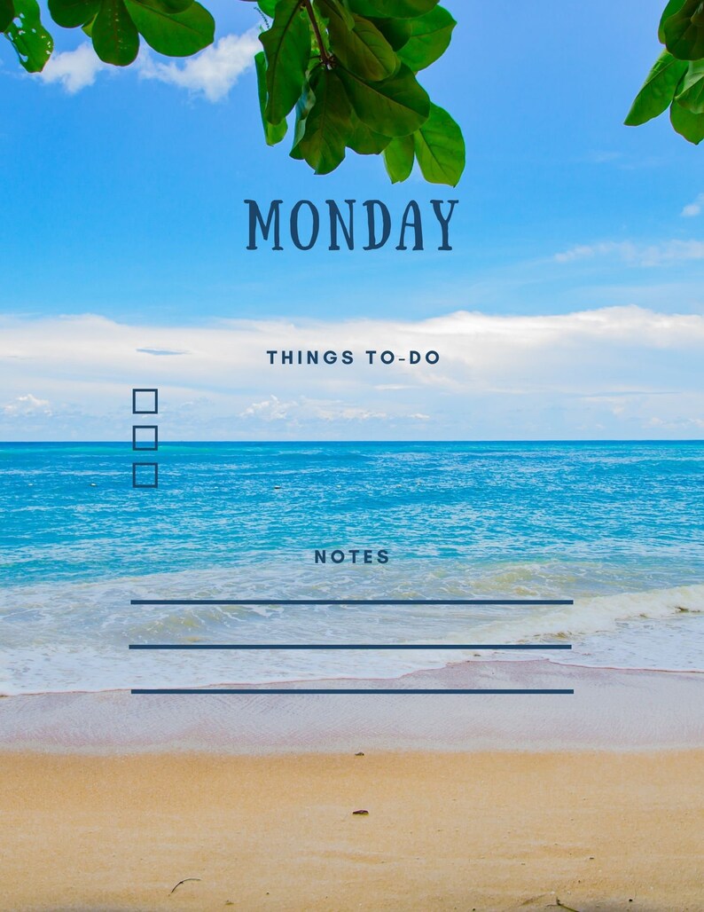 Beach Daily Planner (all 7 Days of Week) - Etsy