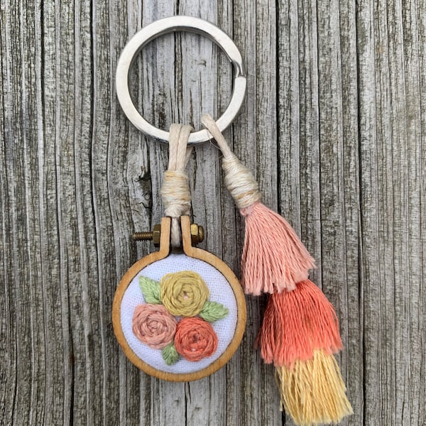 Embroidered Keychain - Etsy