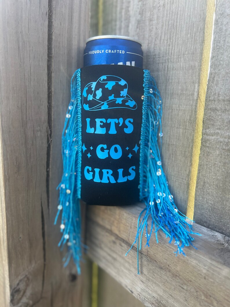 Lets Go Girls Can Cooler Fringe Can Cooler Bachelorette - Etsy