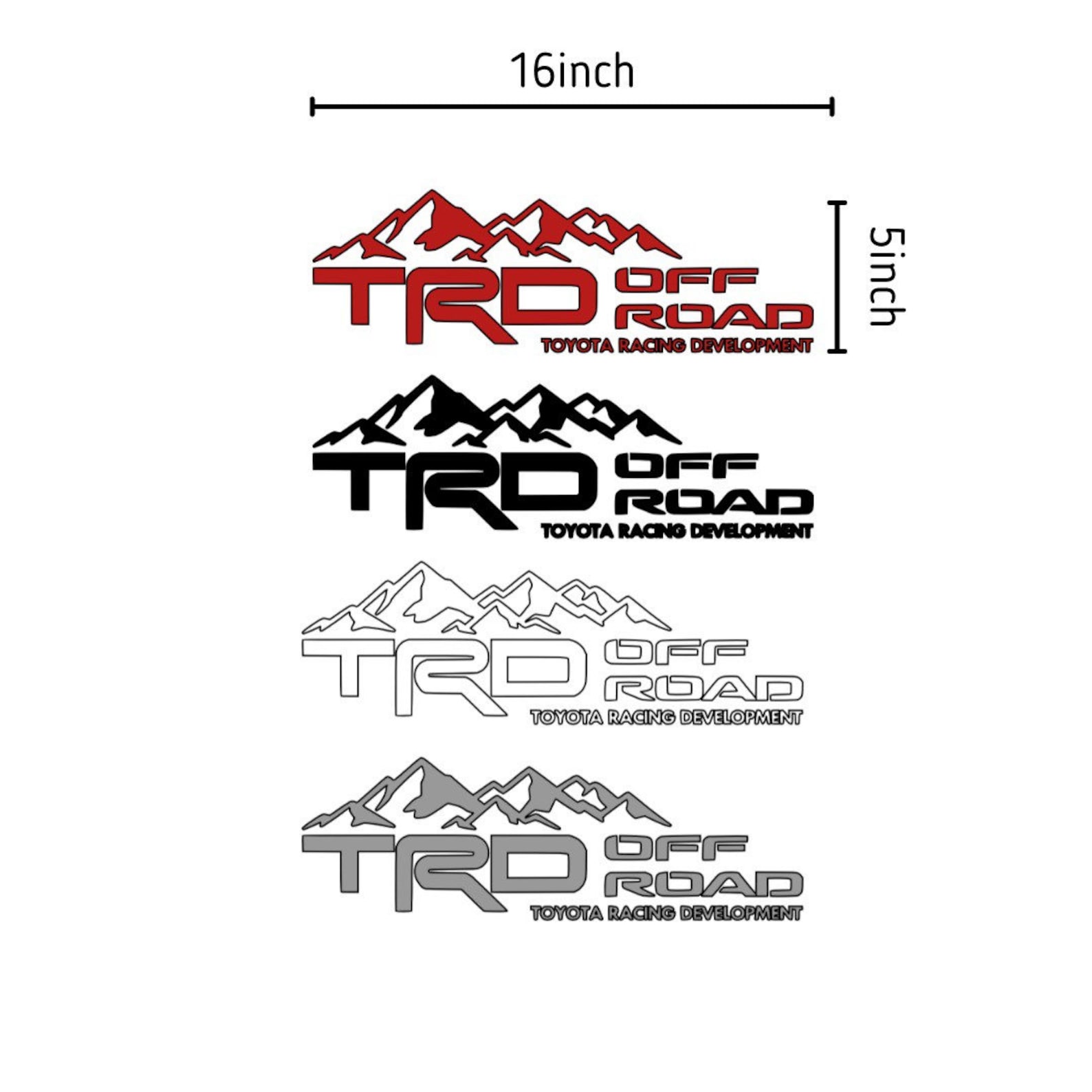 16x5 Inch Toyota TRD Off Road Decals set of 2 | Etsy