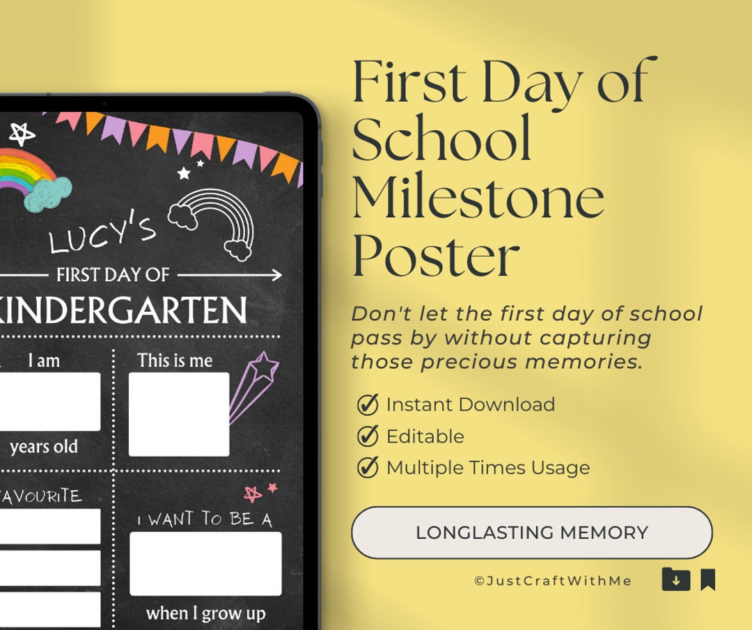 First Day of School Milestone Poster, First Day of School Poster ...