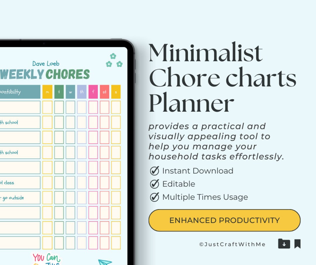 Tame the Mess Editable Chore Charts Planner, Simplifies Task Assignment ...