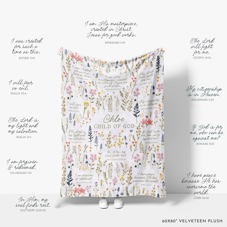 Christian Gift Blanket for Women & Girls, Bible Verse Affirmations ...