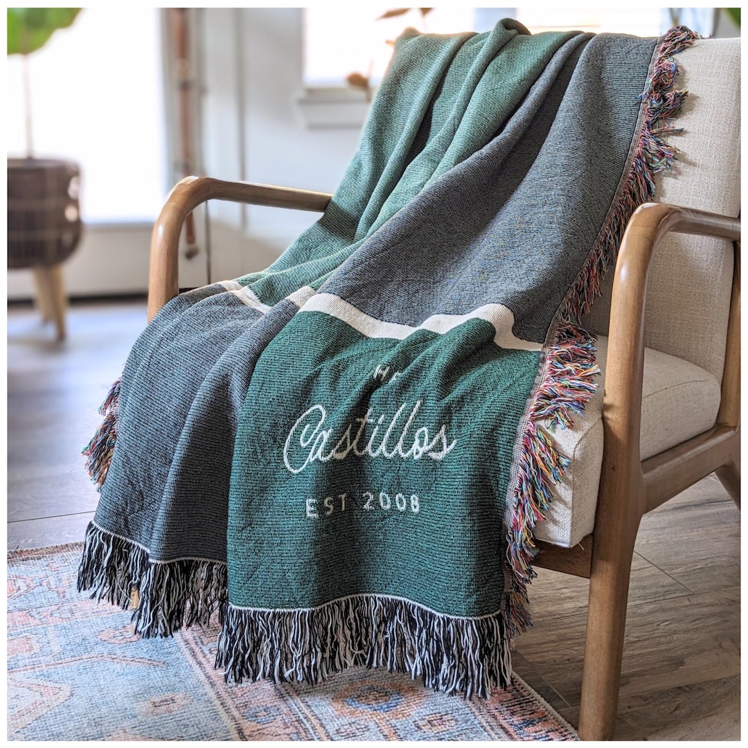 Personalized Woven Throw Blanket | Modern Plaid, Unique Custom Gift for ...