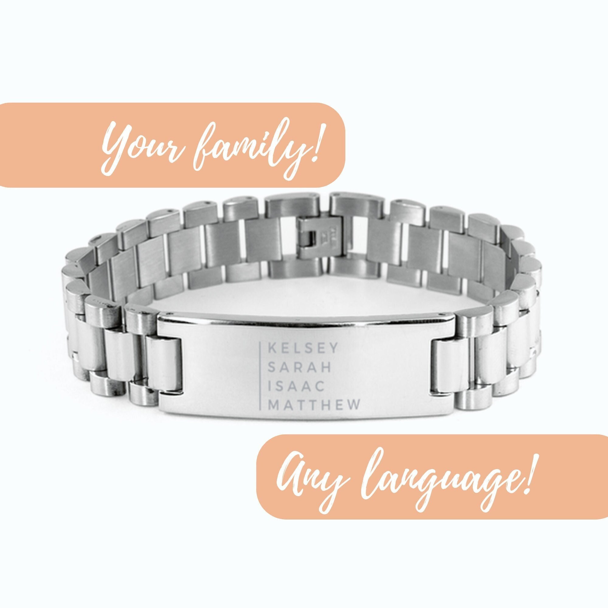 Dad Bracelet, Men's Bracelet, Father's Day Gift, Engraved With Kids ...