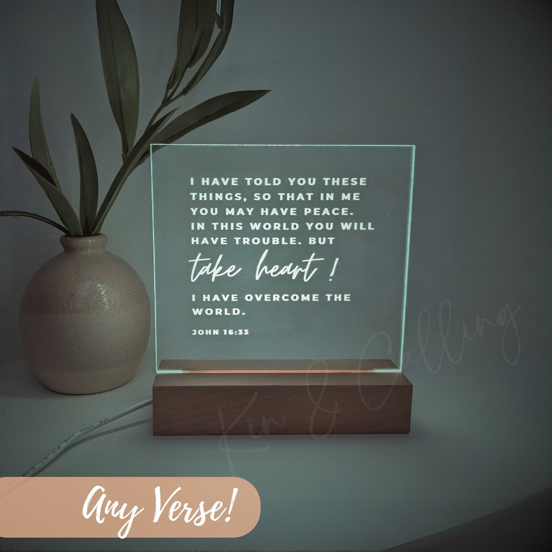 Favorite Bible Verse Scripture Acrylic Plaque W/ LED Light Option ...