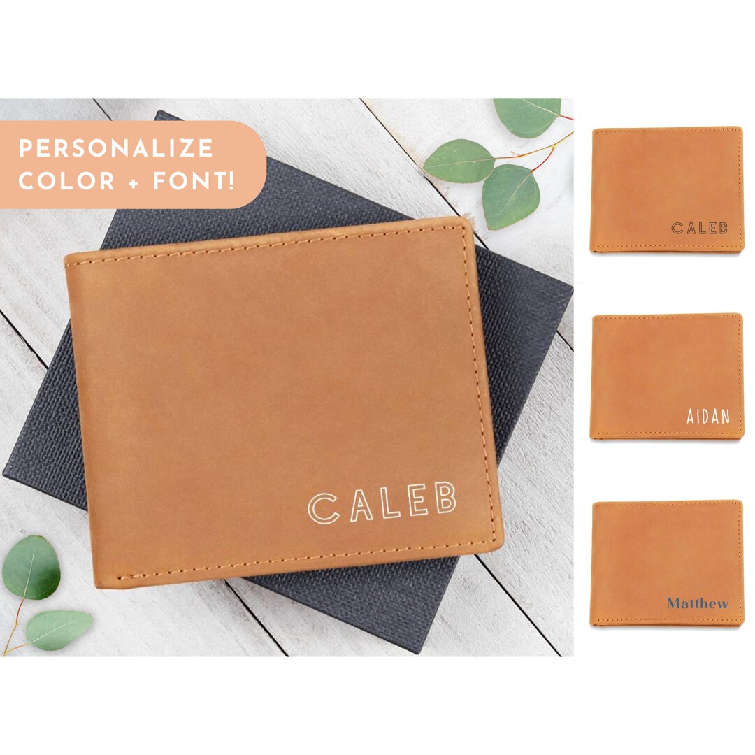 Genuine Leather Wallet for Son, Boy Wallets, Kids Personalized Name ...