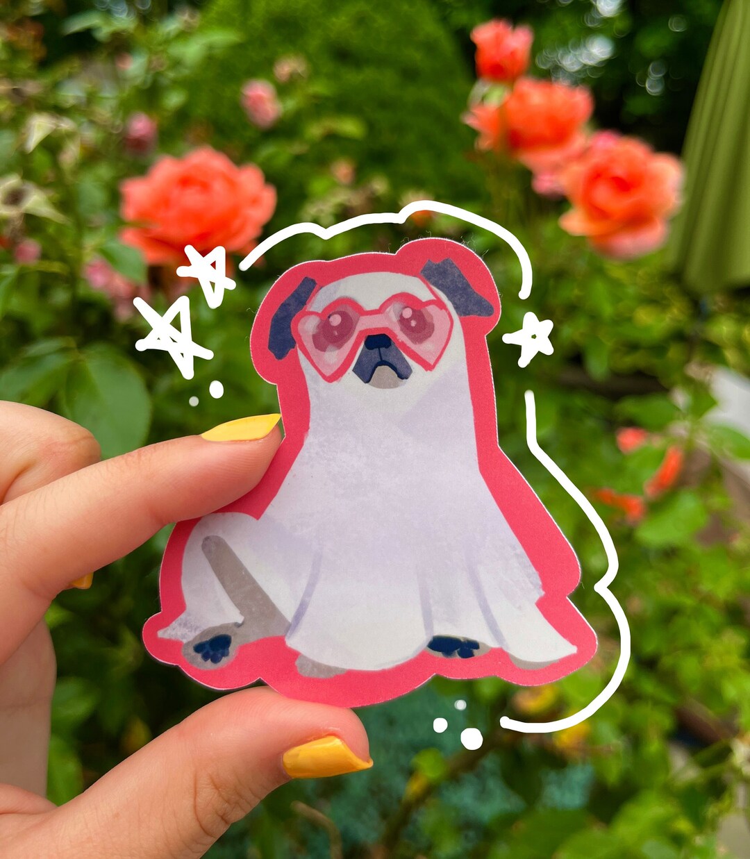 Ghost Pug Sticker - Etsy