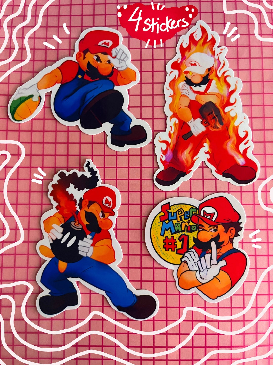 Super Mario Mario Sticker Pack Fanart Die Cut Stickers - Etsy