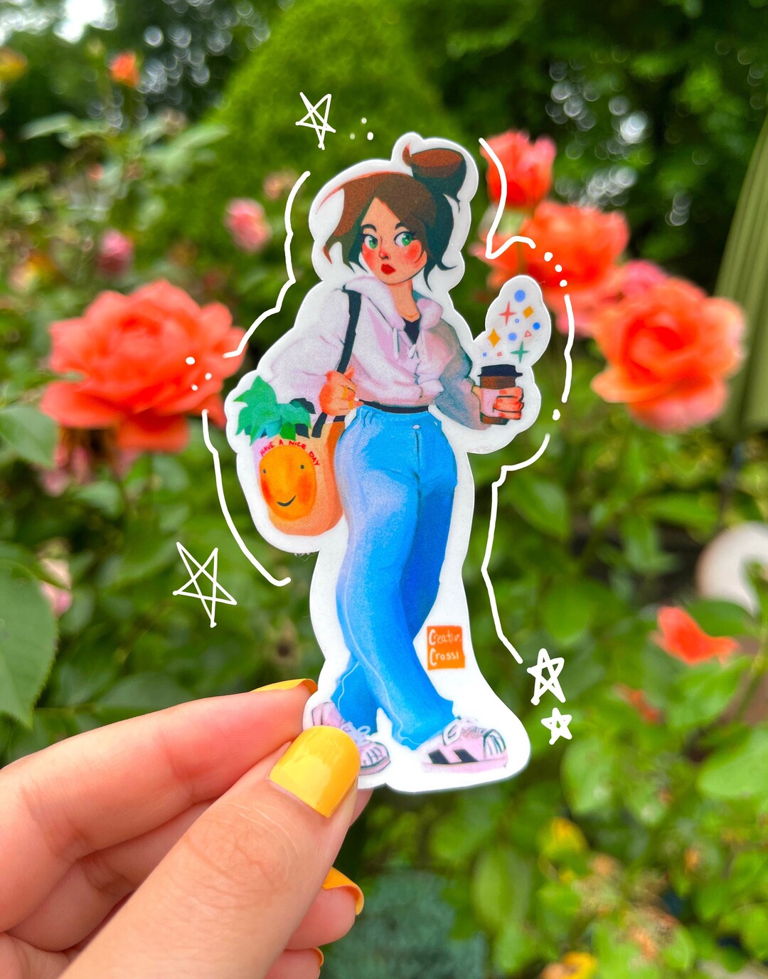 Coffee Girl Sticker Basic Girl Coffee Glossy Sticker Design - Etsy