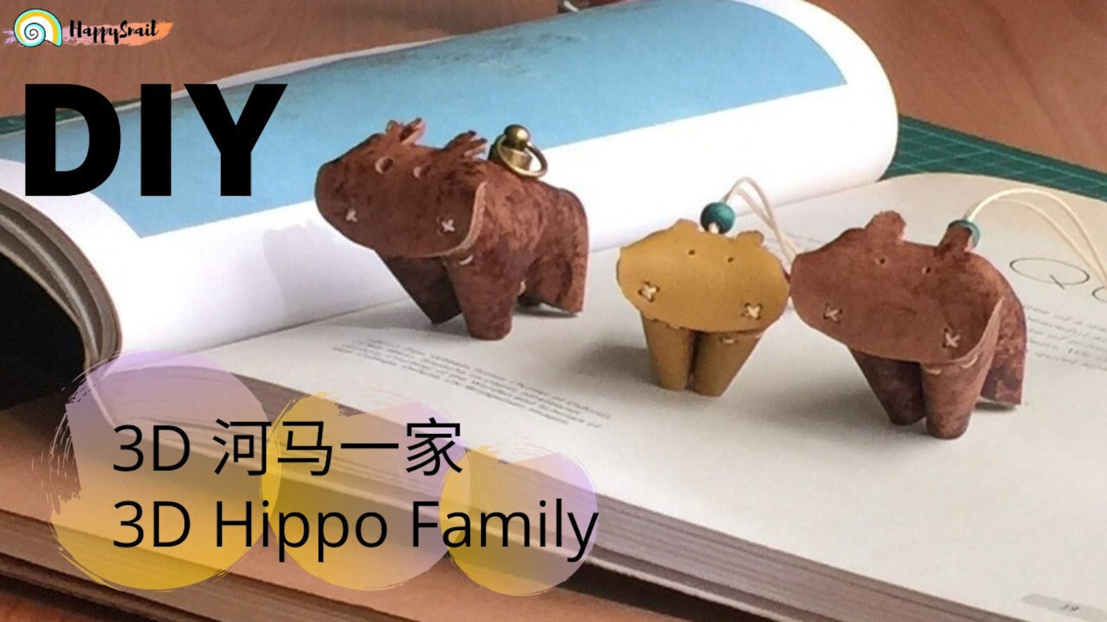 3D Hippo Family Leather Key Ring Pattern | Key Holder Template | PDF ...