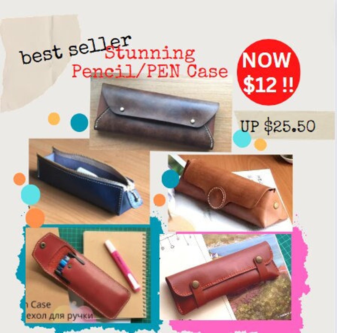Leather Pencil Case Pattern Leather Pen Holder Template - Etsy