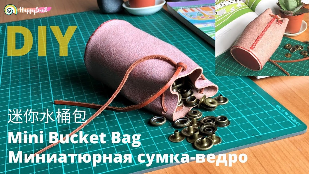 Leather Drawstring Bucket Bag Pattern | Simple Mini Design Template ...