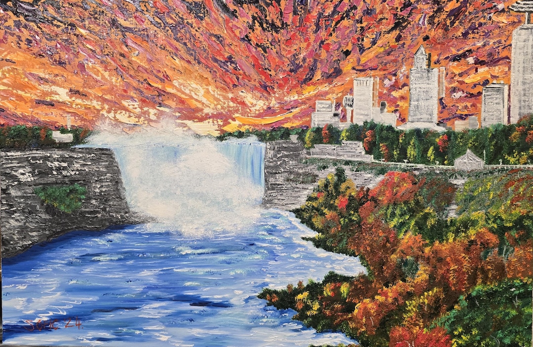 Original Niagara Falls Oil Painting: Signed, Varnished, One-of-a-kind ...