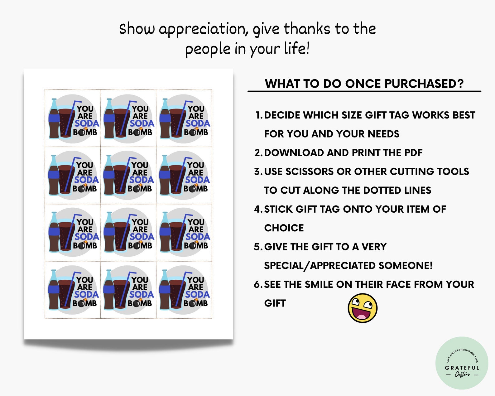 PRINTABLE You Are Soda Bomb Soda Gift Tags Co-worker Gift Simple Thank ...