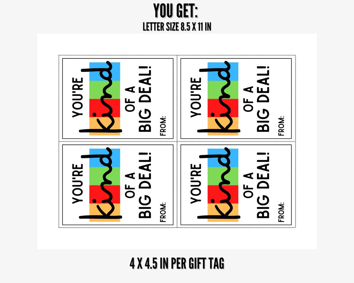 PRINTABLE Kind Gift Tags You're Kind of A Big Deal Thank You Gift Tags ...