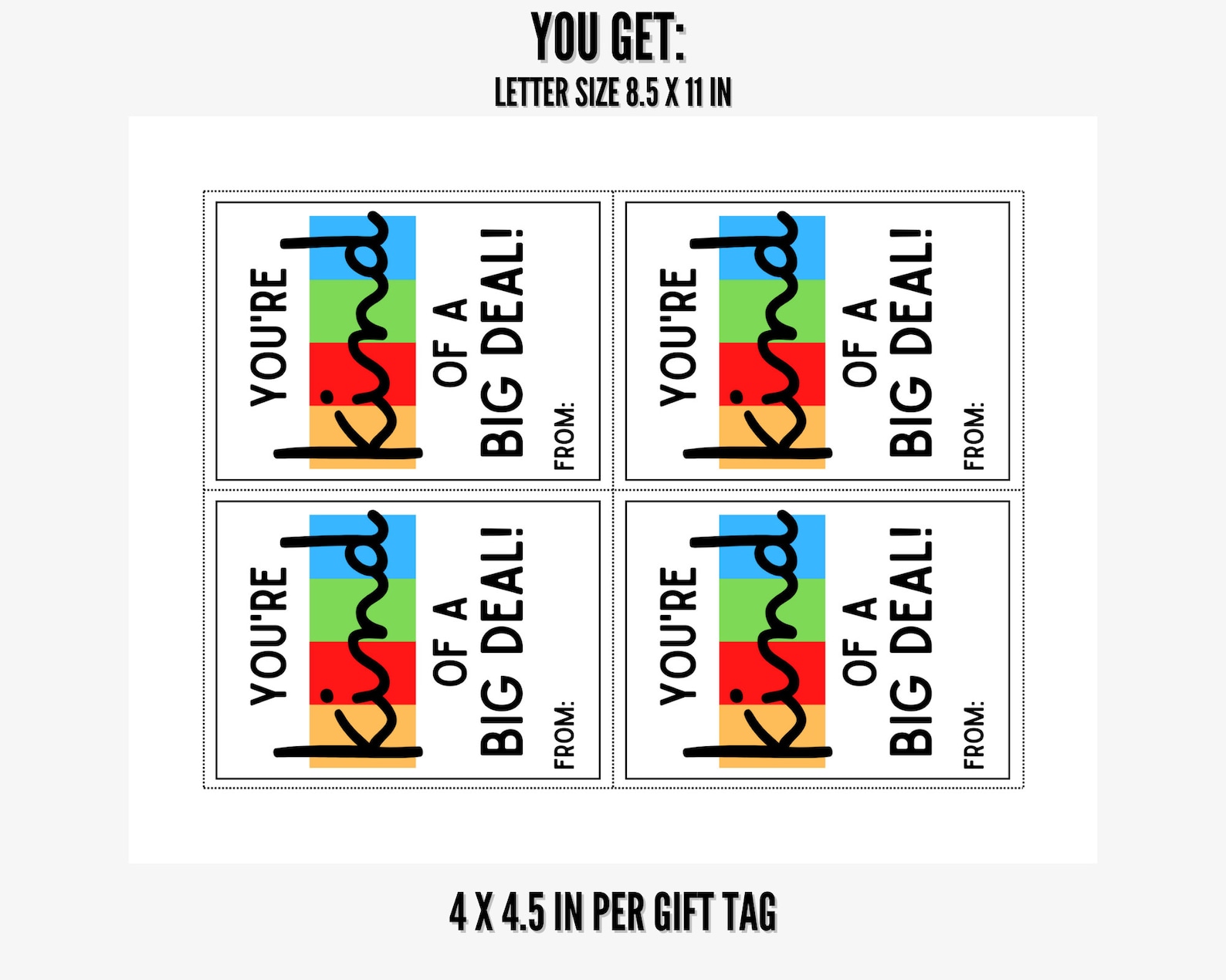 PRINTABLE Kind Gift Tags You're Kind of A Big Deal Thank You Gift Tags ...