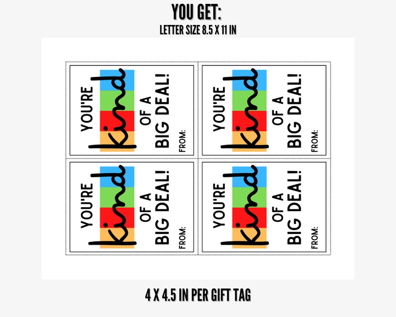 PRINTABLE Kind Gift Tags You're Kind of A Big Deal Thank You Gift Tags ...