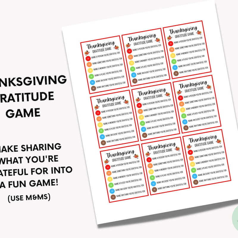 M&m Thanksgiving Game - Etsy
